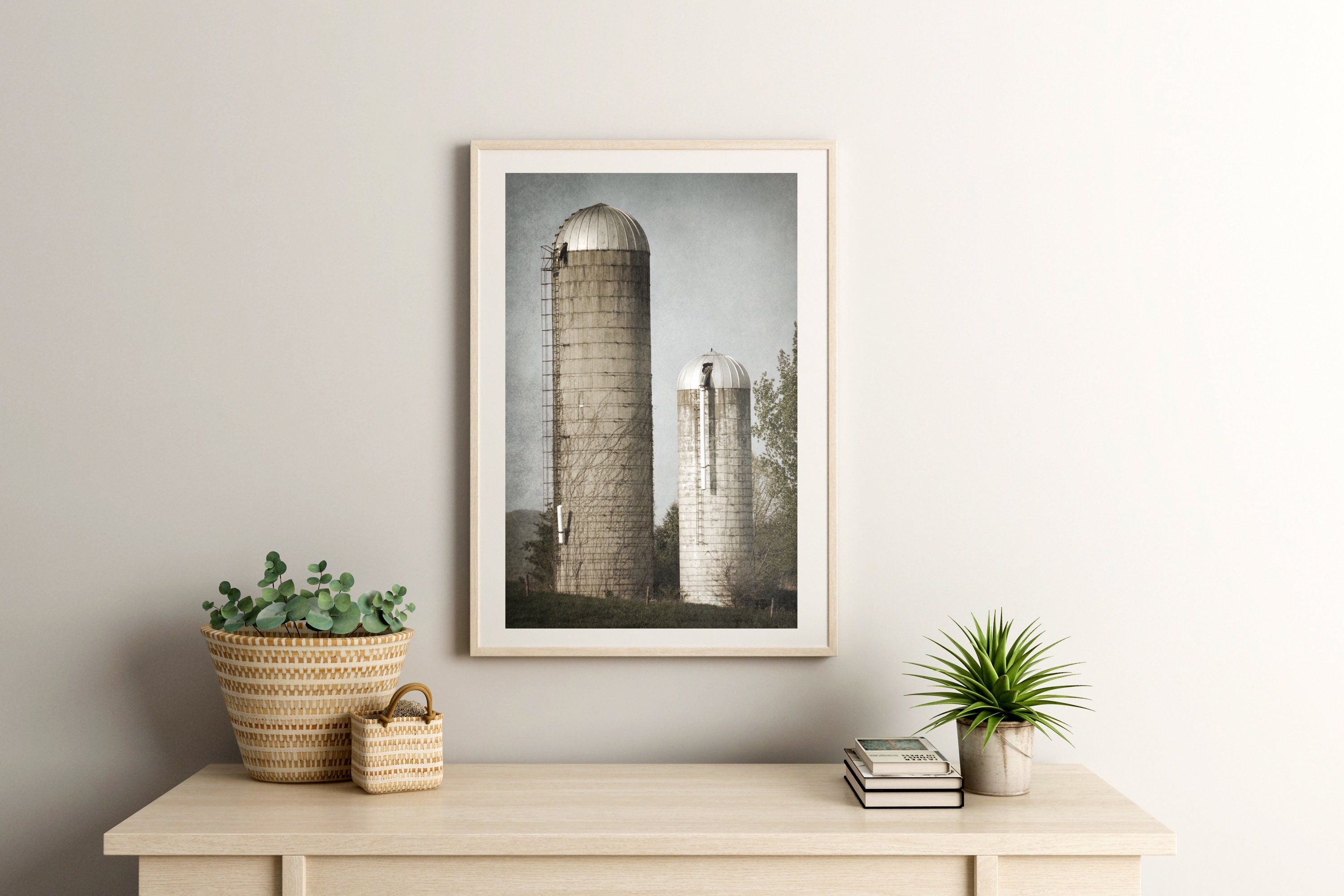 Barn Silos Photography Print, Rustic Farmhouse Decor, Farm Wall Art ...