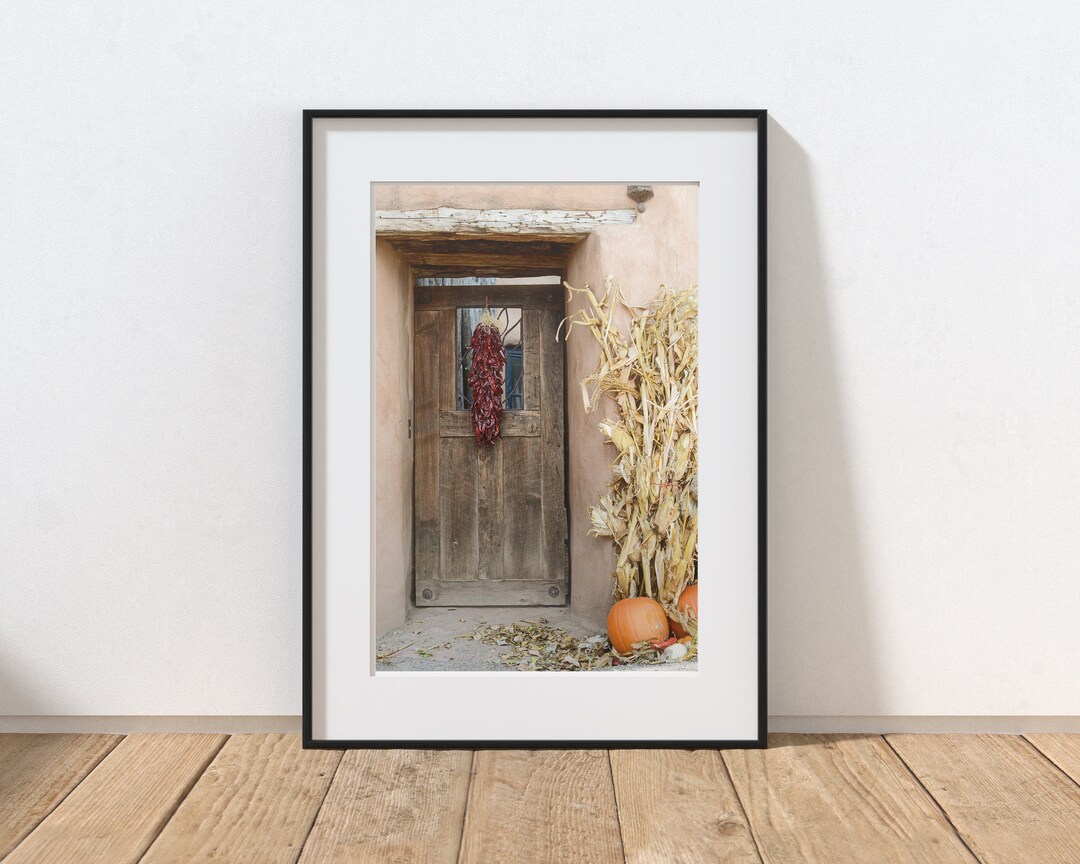 Southwest Door Photography Print, Rustic Farmhouse Decor, Fall Pumpkins ...