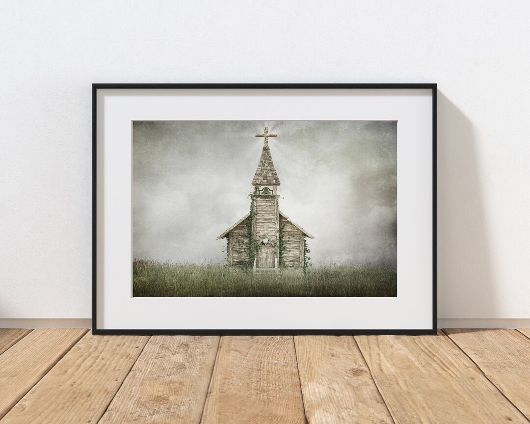 Church Photography Print, Digital Art, Chapel Art, Rustic Home Decor ...
