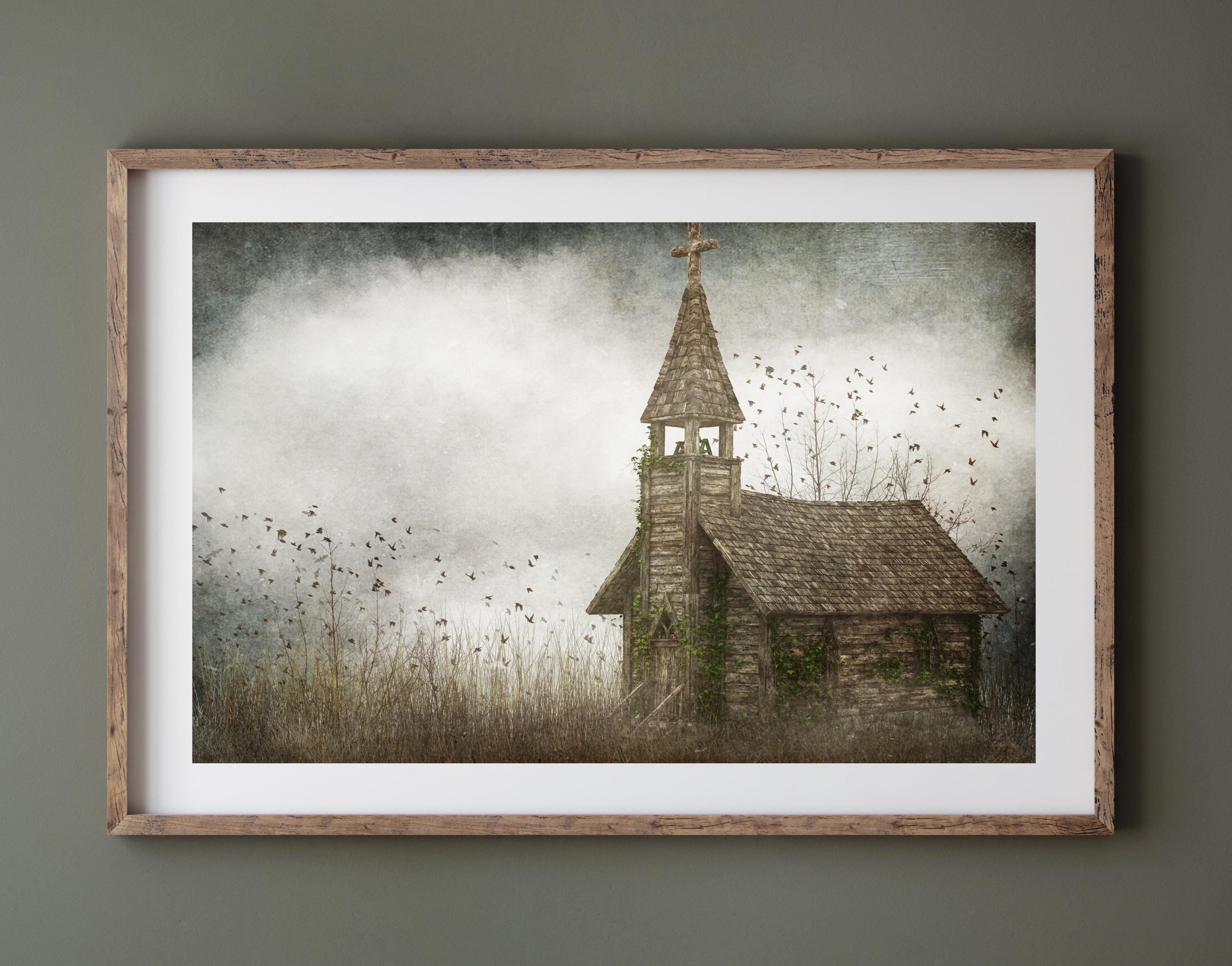 Country Church Photography Print, Farmhouse Decor, Digital Art, Rustic ...