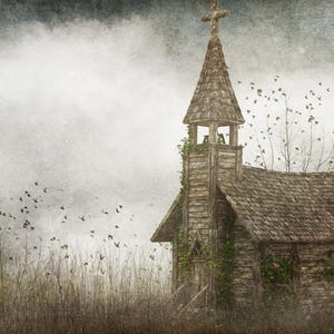Country Church Photography Print, Farmhouse Decor, Digital Art, Rustic ...