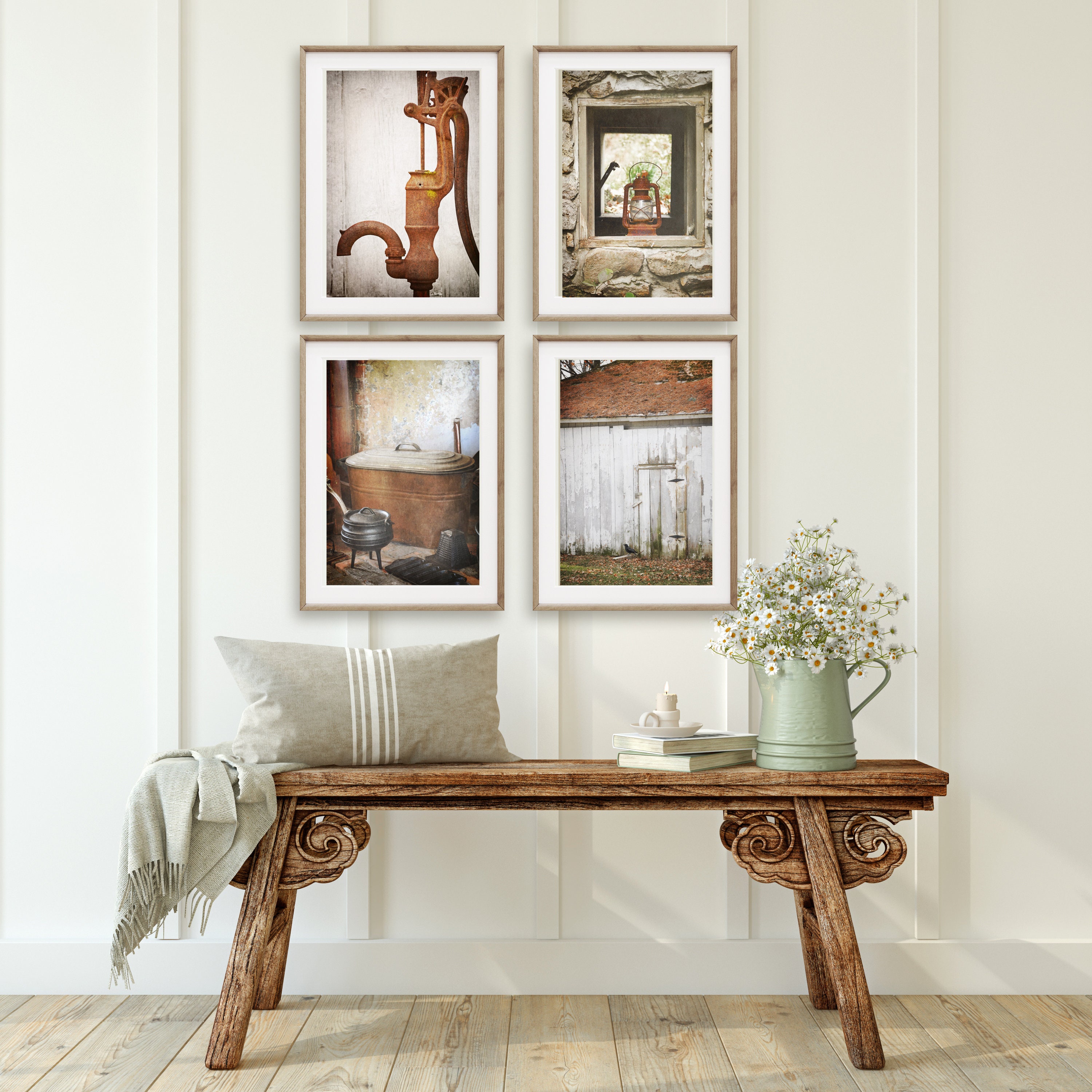 Rustic Farmhouse Photography Prints Set, Set of 4 Prints, Kitchen Home ...
