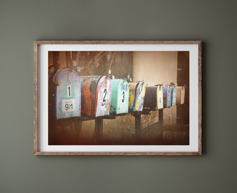 Vintage Mailboxes Photography Print, Rustic Farmhouse Mailbox Decor ...