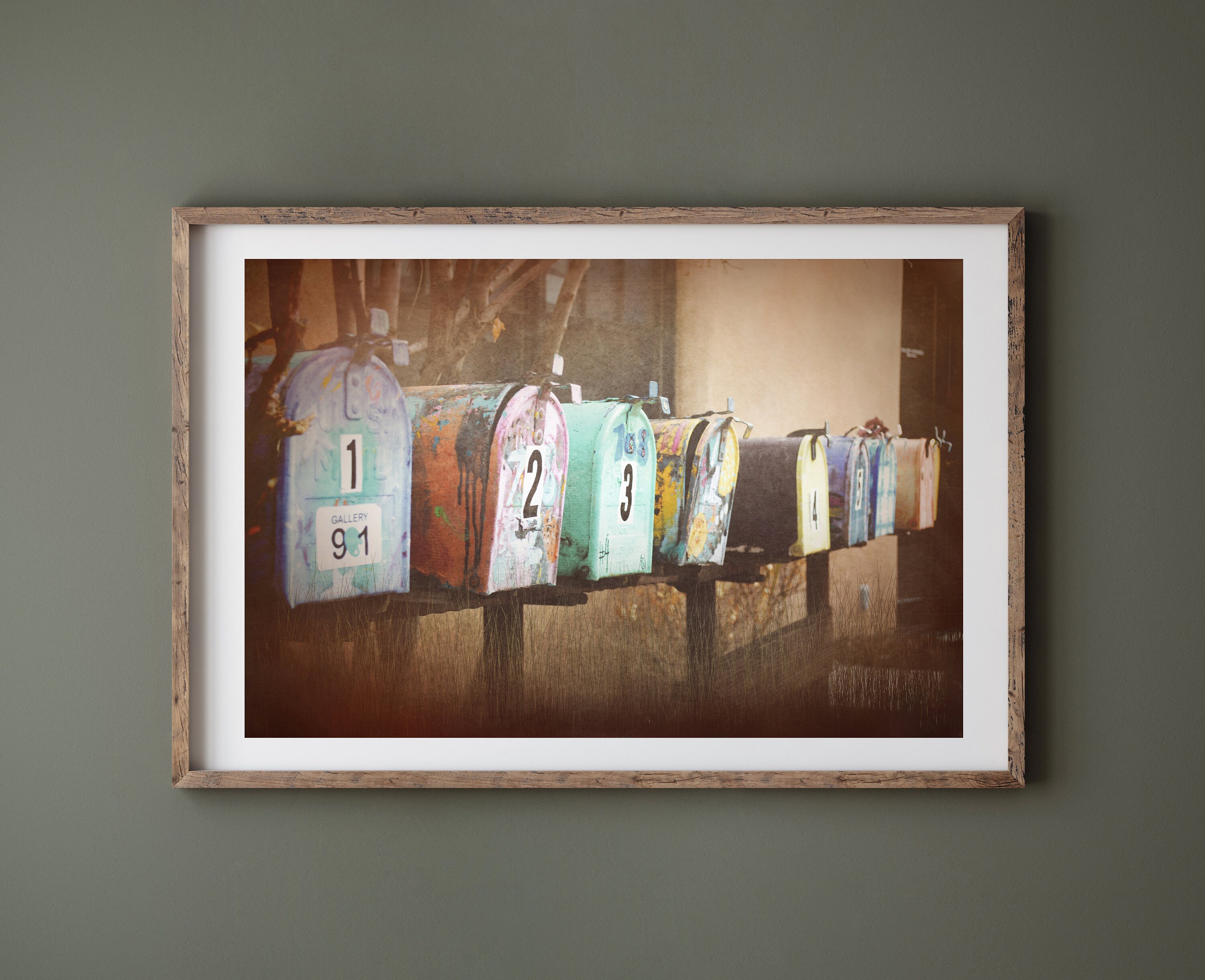 Vintage Mailboxes Photography Print, Rustic Farmhouse Mailbox Decor ...