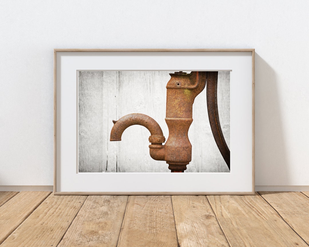 Rustic Farmhouse Decor, Old Water Pump, Industrial Art, Kitchen Art ...