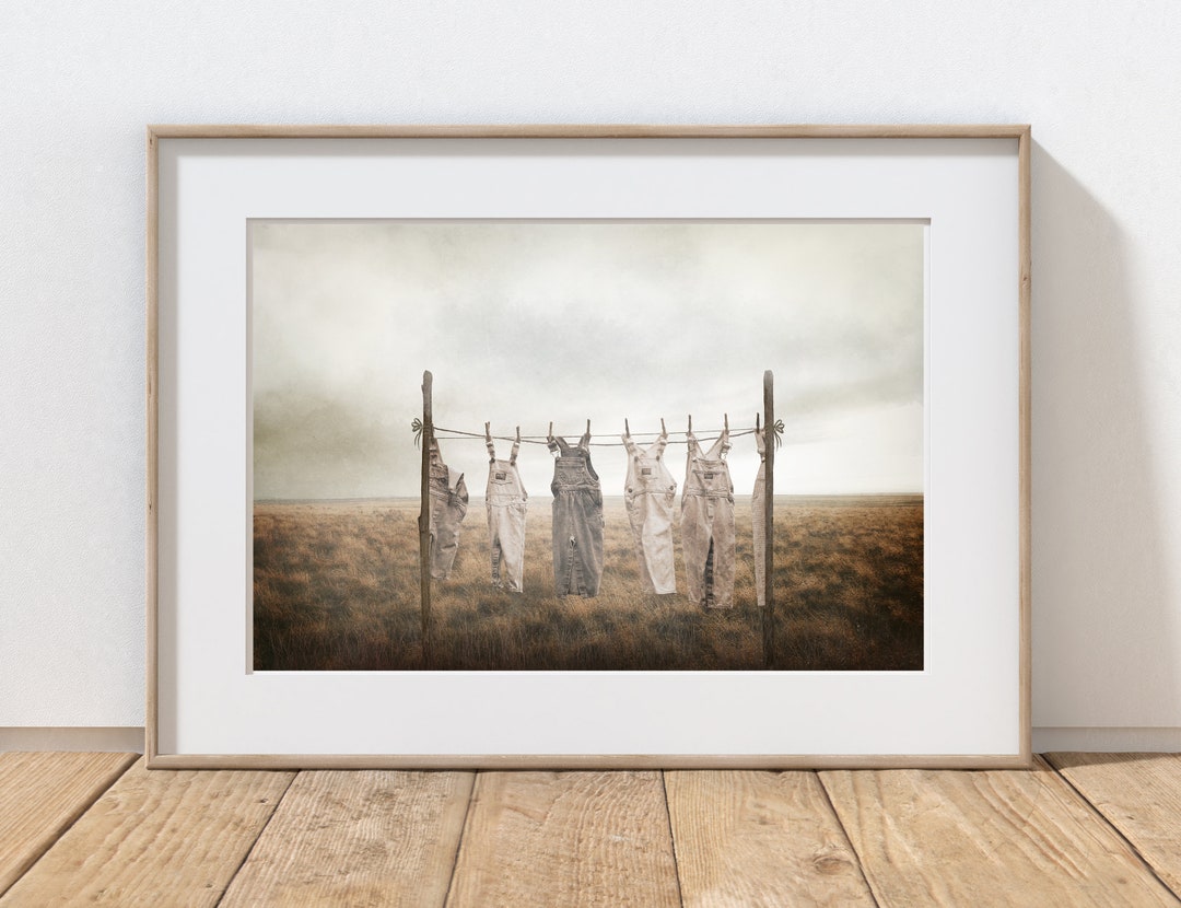 Vintage Clothesline Photography Print, Rustic Farmhouse Decor, Laundry ...