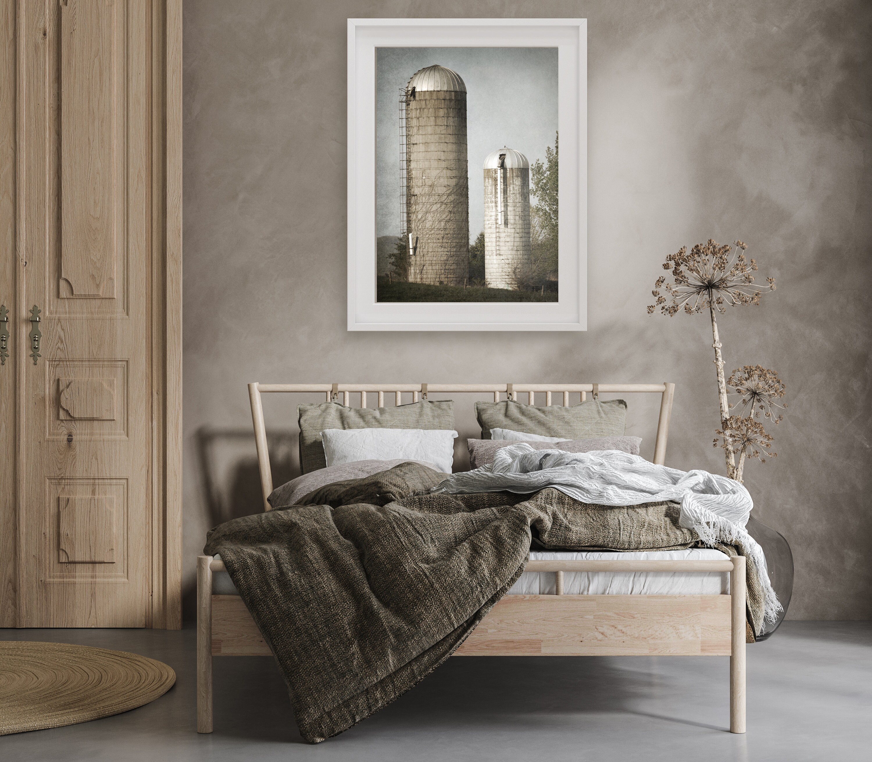 Barn Silos Photography Print, Rustic Farmhouse Decor, Farm Wall Art ...