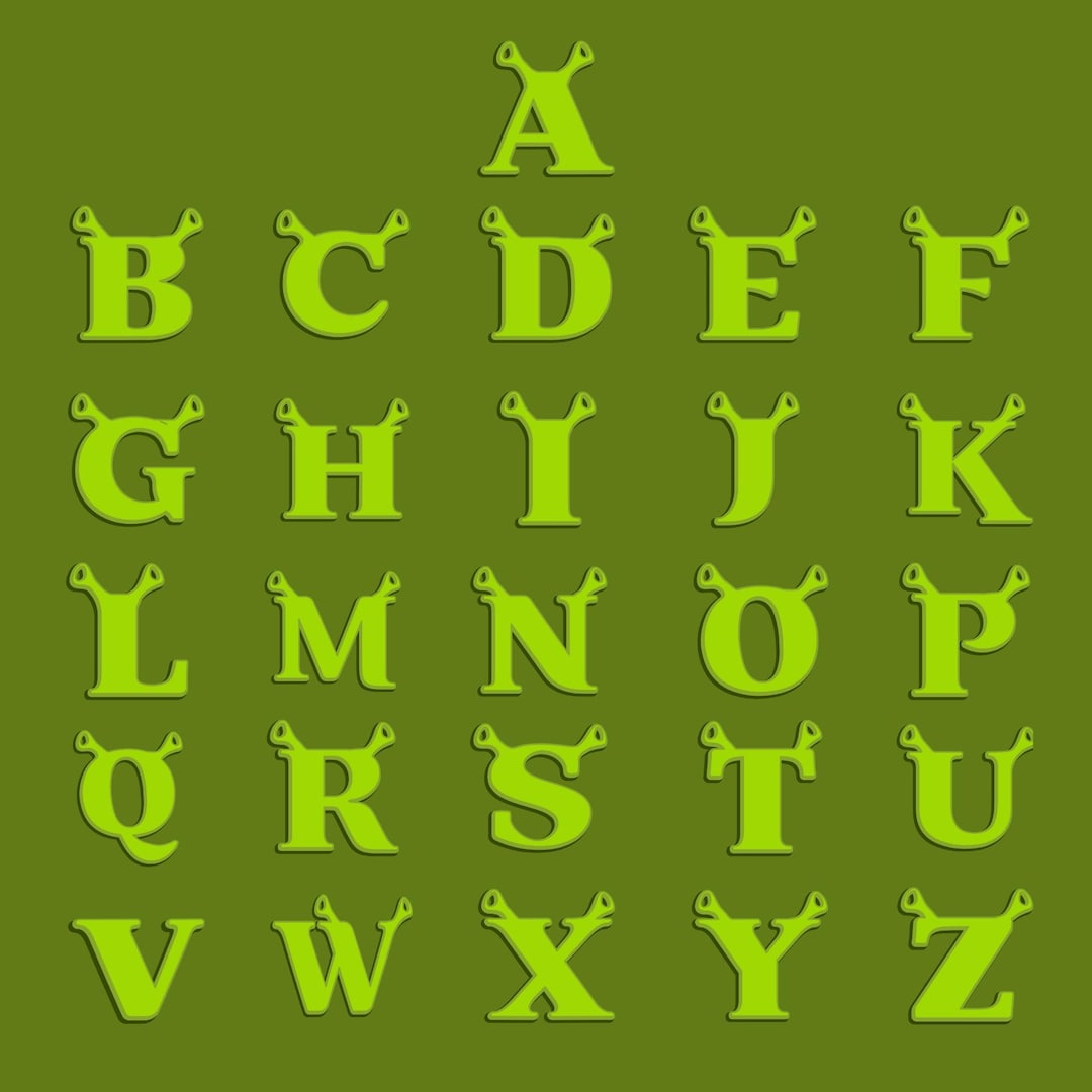 Shrek Alphabet Letters | PNG & SVG | Cartoon Green Letters Clipart ...
