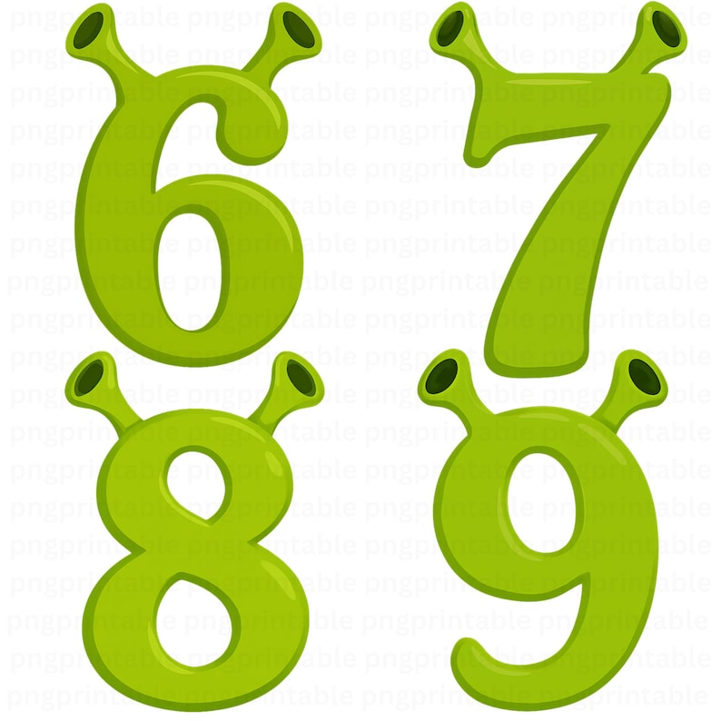 Shrek Birthday Party Decor | PNG & SVG Digital Download | Shrek Numbers ...