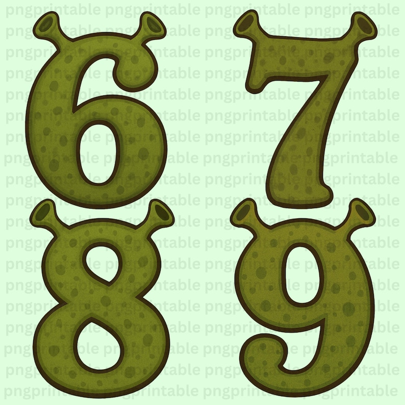 Shrek Birthday Party Decor | PNG & SVG Digital Download | Shrek Numbers ...