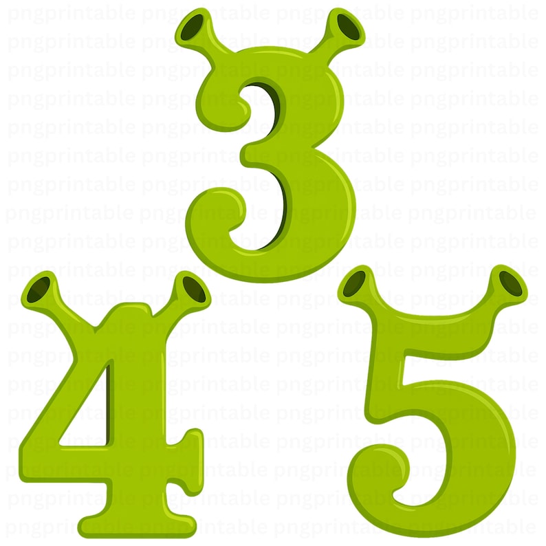 Shrek Birthday Party Decor | PNG & SVG Digital Download | Shrek Numbers ...
