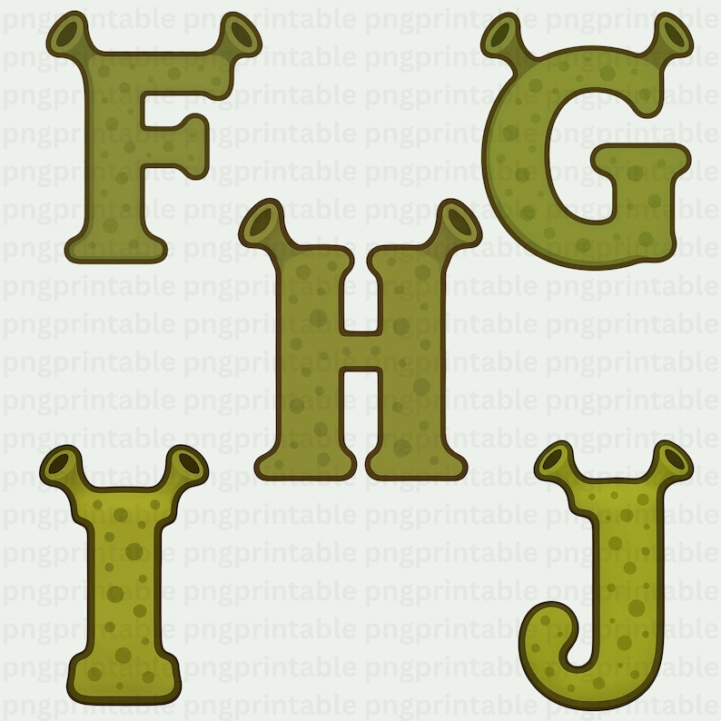 Shrek Alphabet Letters | PNG & SVG | Cartoon Green Letters Clipart ...