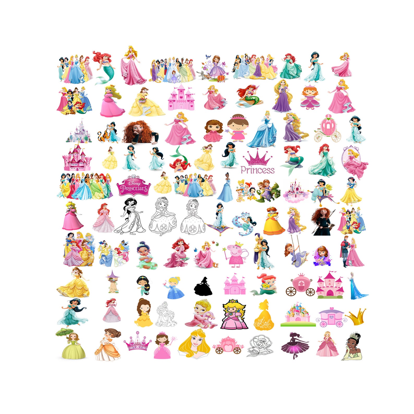 Prıncess Png Bundle, Princess Clipart PNG, Princess Png, Instant ...