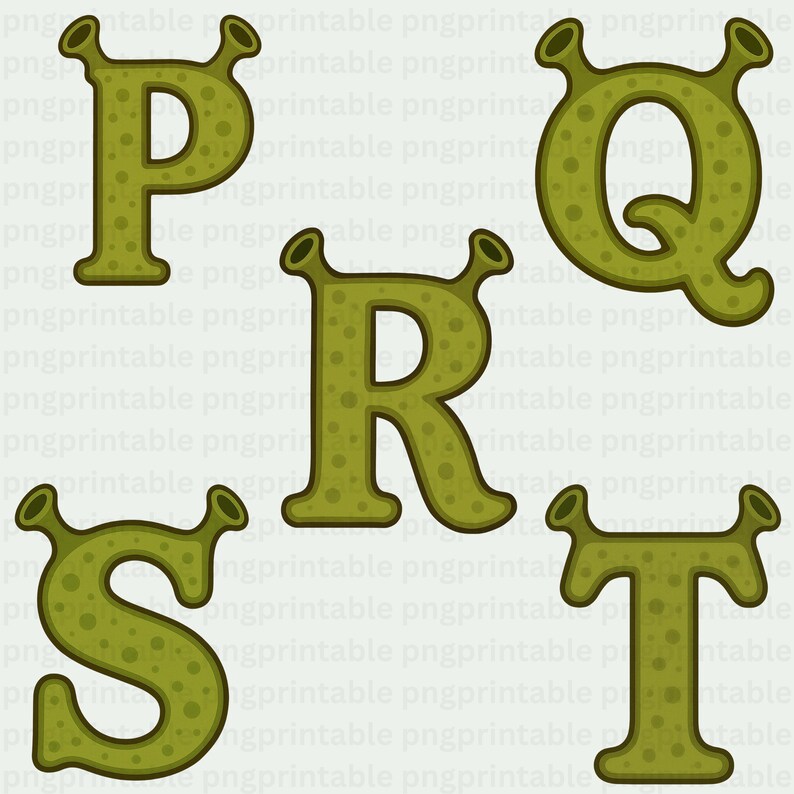 Shrek Alphabet Letters | PNG & SVG | Cartoon Green Letters Clipart ...
