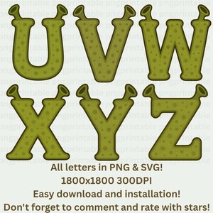 Shrek Alphabet Letters | PNG & SVG | Cartoon Green Letters Clipart ...