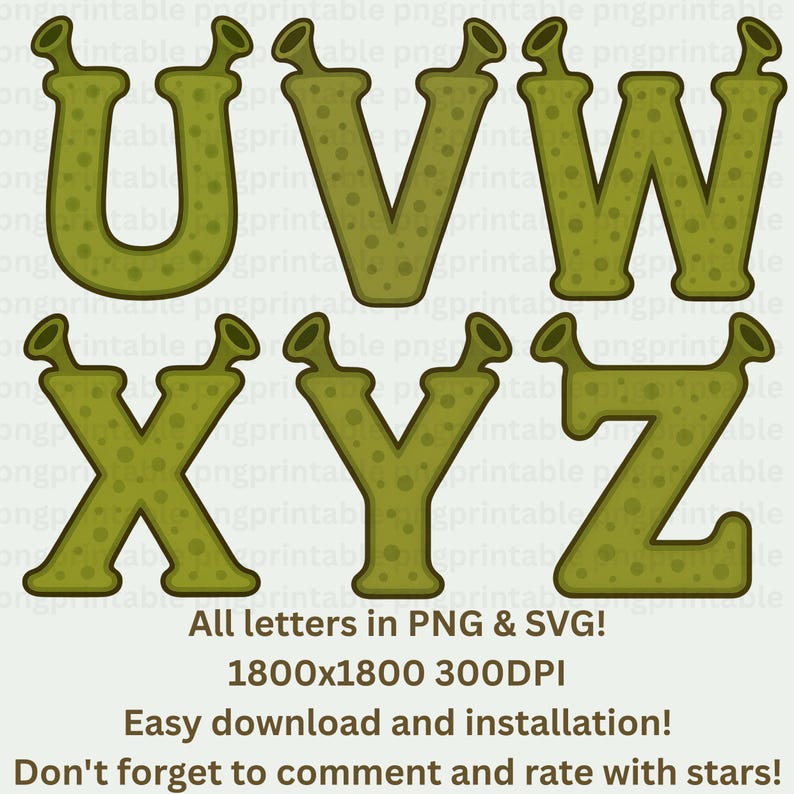 Shrek Alphabet Letters | PNG & SVG | Cartoon Green Letters Clipart ...
