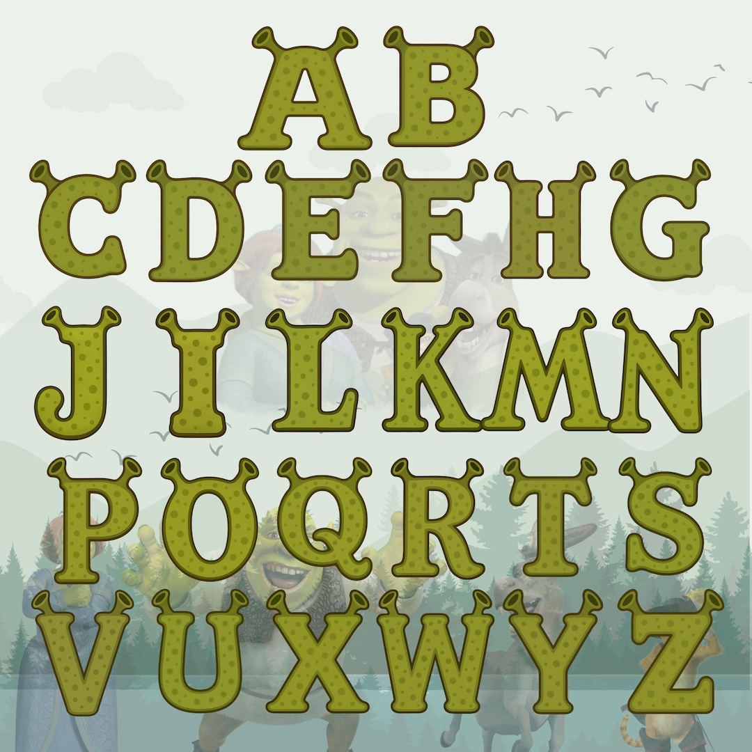 Shrek Alphabet Letters | PNG & SVG | Cartoon Green Letters Clipart ...