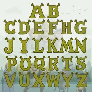 Shrek Alphabet Letters | PNG & SVG | Cartoon Green Letters Clipart ...