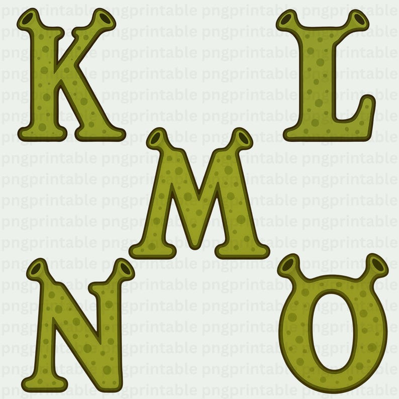 Shrek Alphabet Letters | PNG & SVG | Cartoon Green Letters Clipart ...