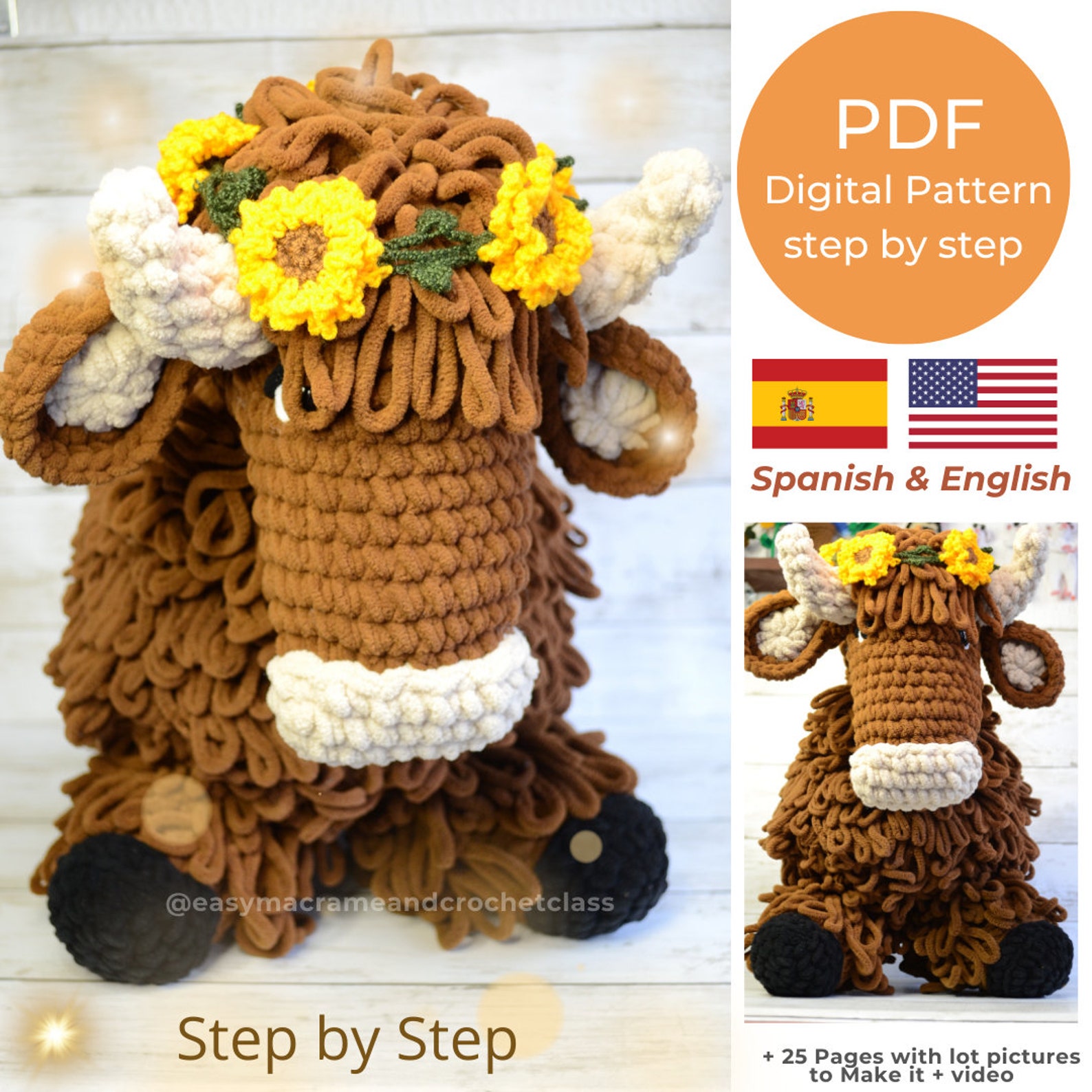 Highland Cow Crochet Pattern - Amigurumi Cow Pattern - Digital Download ...
