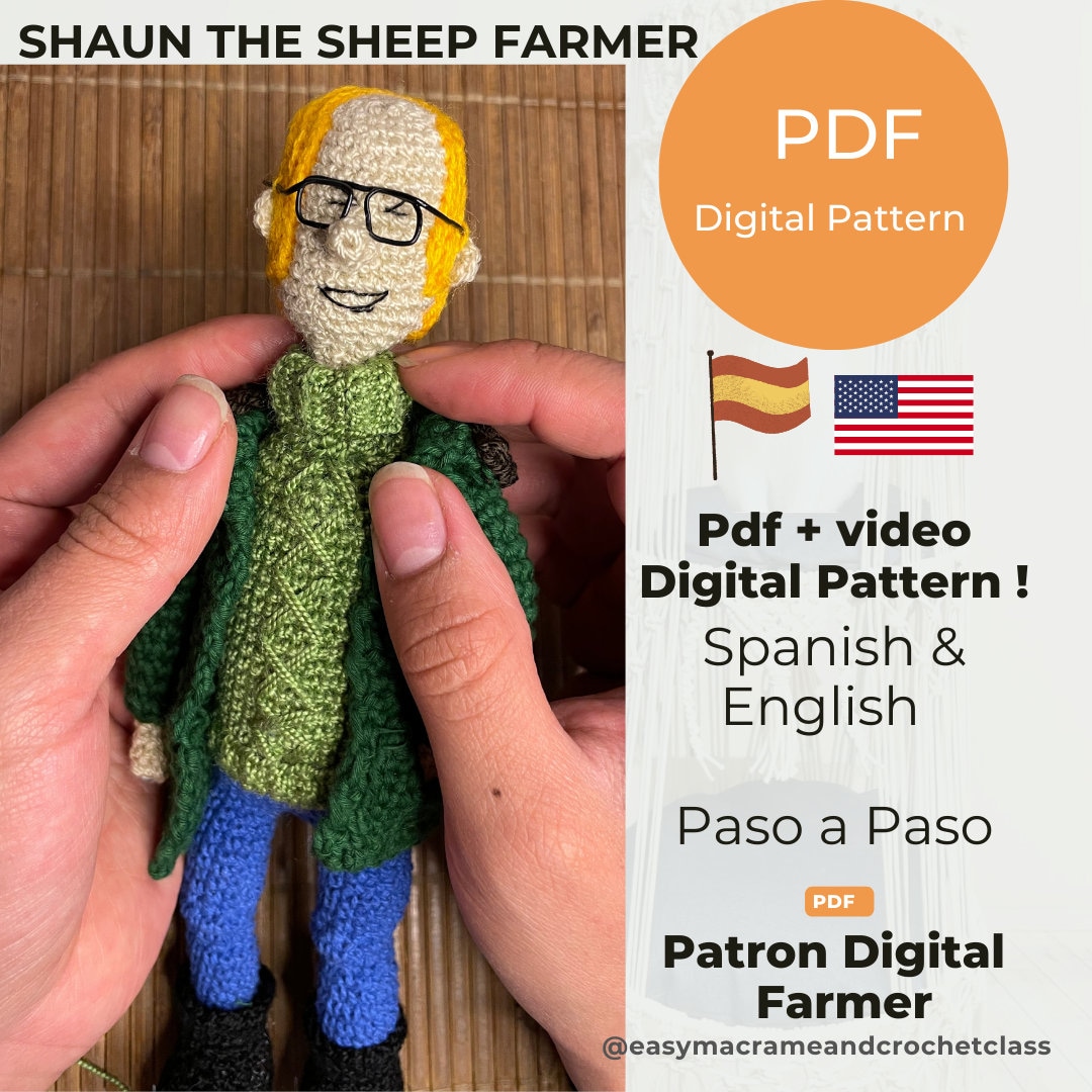 FARMER Shaun the Sheep Crochet Farmer-crochetpatternfarmer Bitzer FARM PDF Farmer Shaun Sheep ...