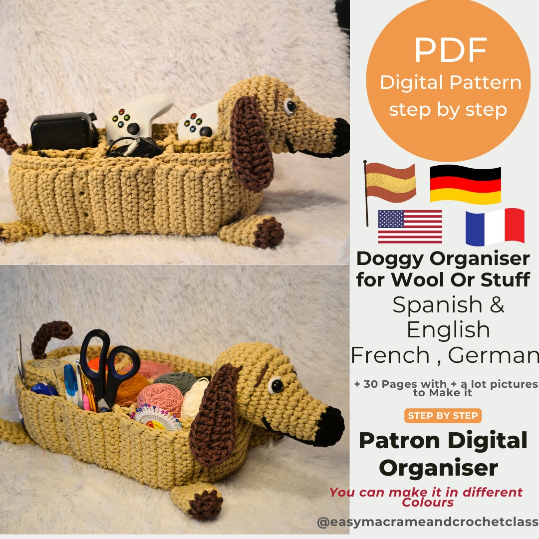 Digital Crochet Organizer Pattern -crochet Puppy -wool Organizer ...