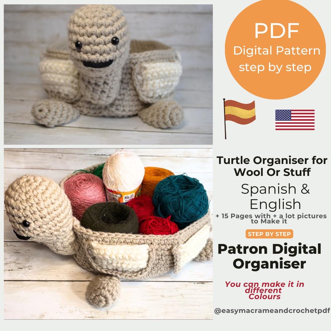 Crochet Turtle Yarn Organizer–digital Pattern-crochet Turtle Step by ...