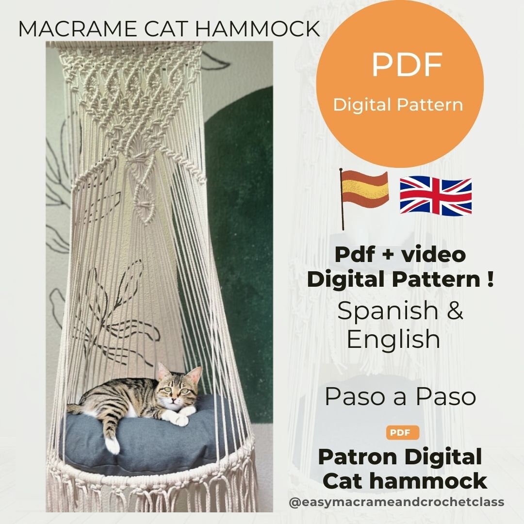Macramé Cat Hammock - Digital Cat Hammock Pattern - PDF - Pets - Cat ...