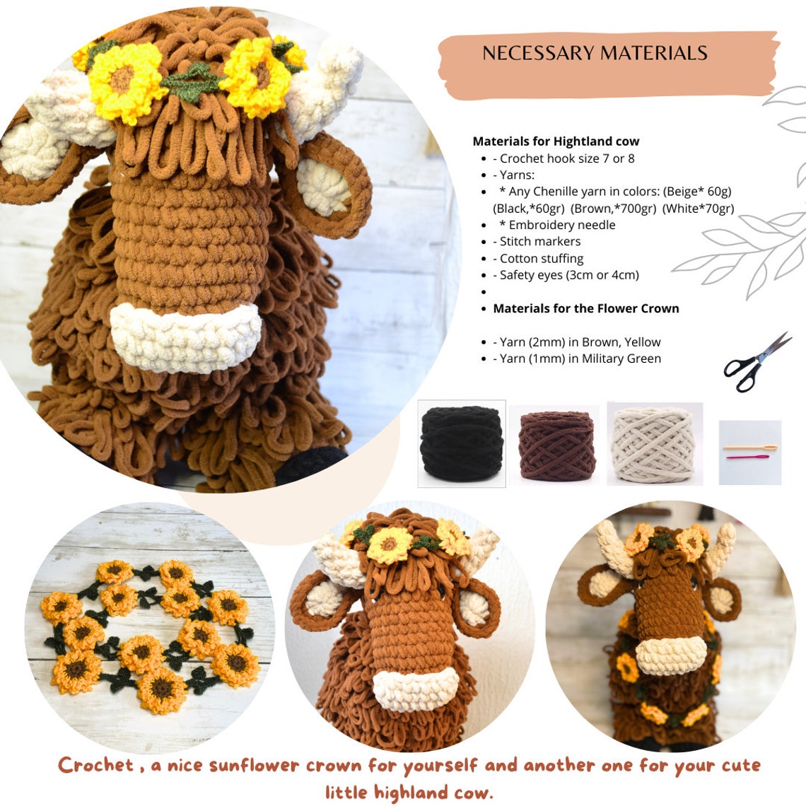 Highland Cow Crochet Pattern - Amigurumi Cow Pattern - Digital Download ...
