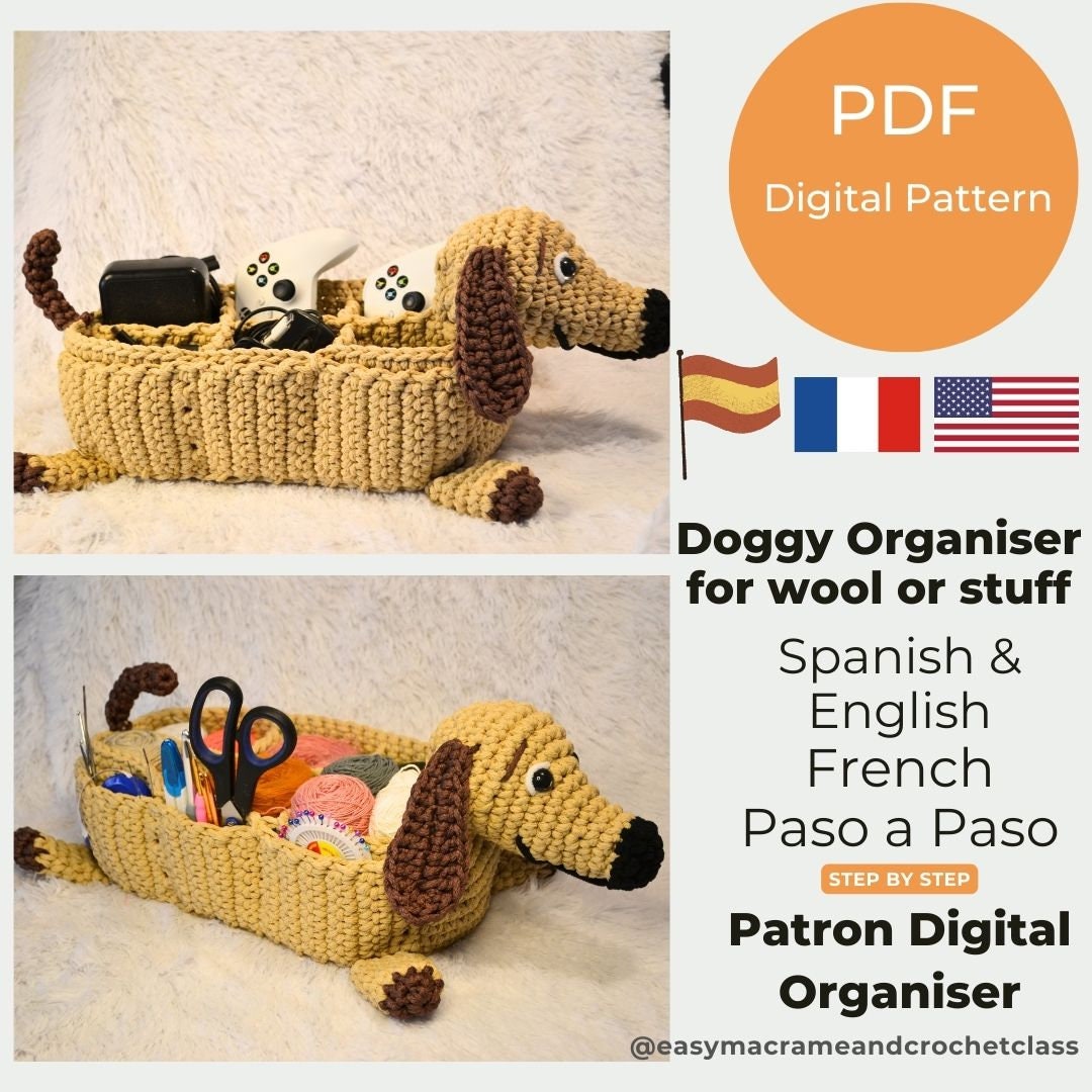 Digital Crochet Organizer Pattern crochet Puppy wool Organizer ...