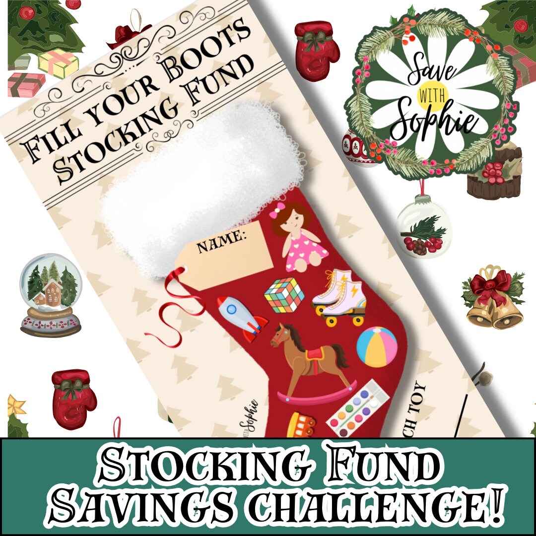 Christmas Stocking Savings Challenge Stocking Filler, Stocking Fund ...