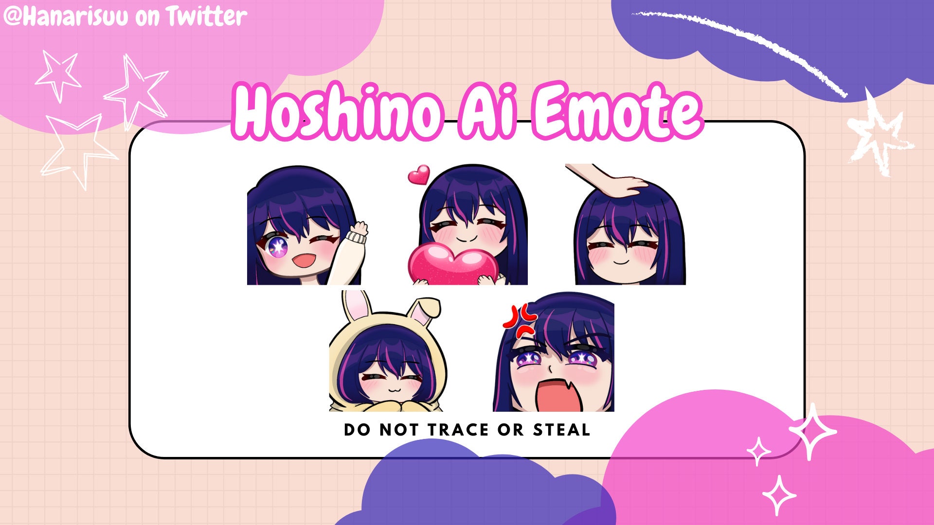 Oshi No Ko Hoshino Ai Emote Bundle for Twitch/youtube/discord Hello ...
