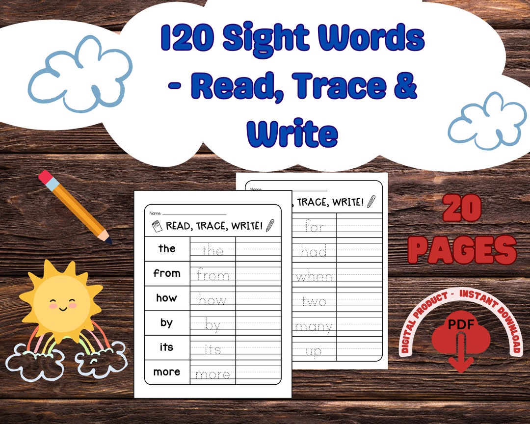 Sight Words Practice Sheets: Read Trace Write Printable - Etsy