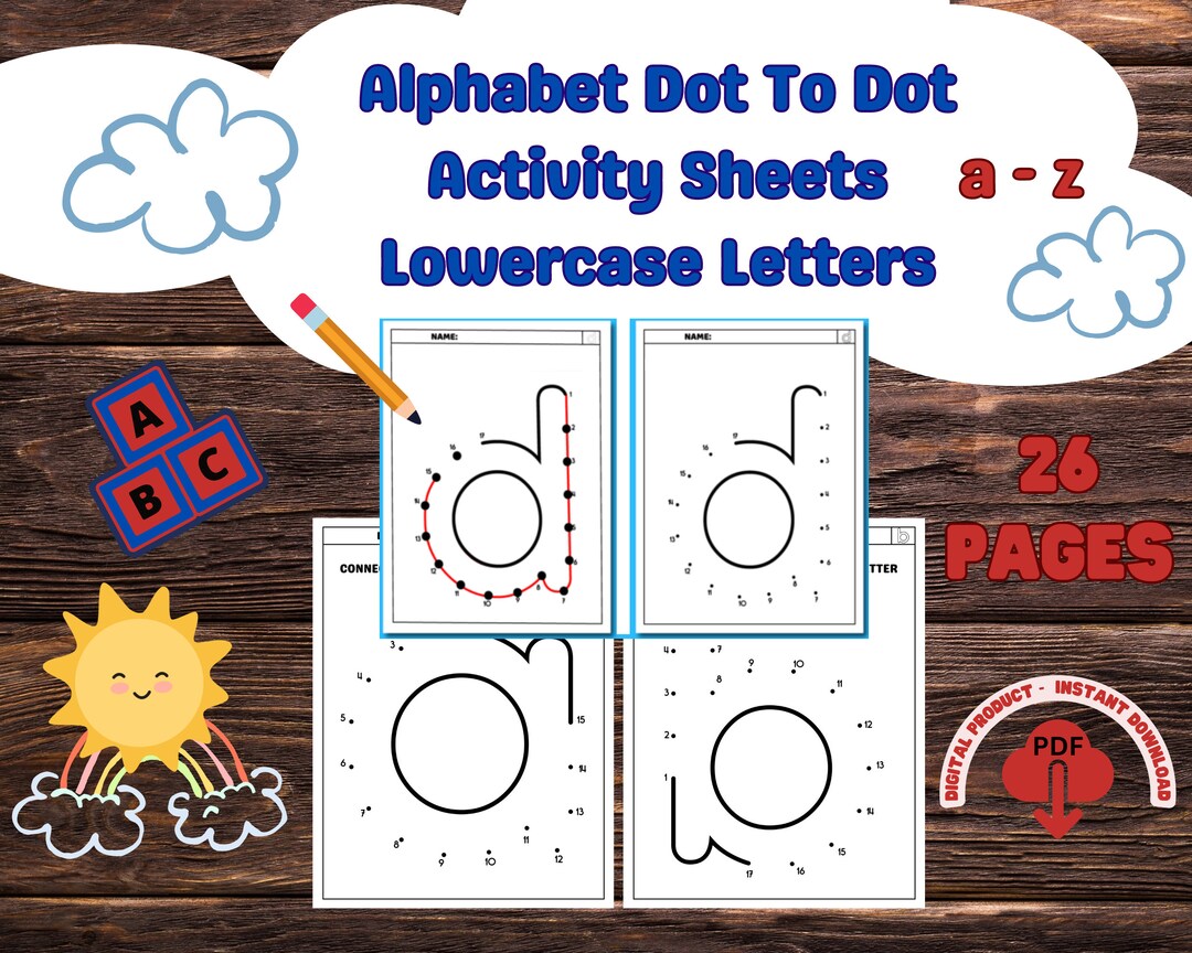 Connect the Dots Printable Lowercase Alphabet Worksheet - Etsy