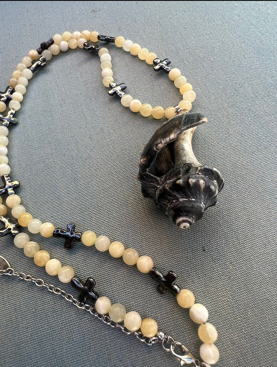 Shell Pendant Necklace With Crosses Hand Made ASTER - Etsy