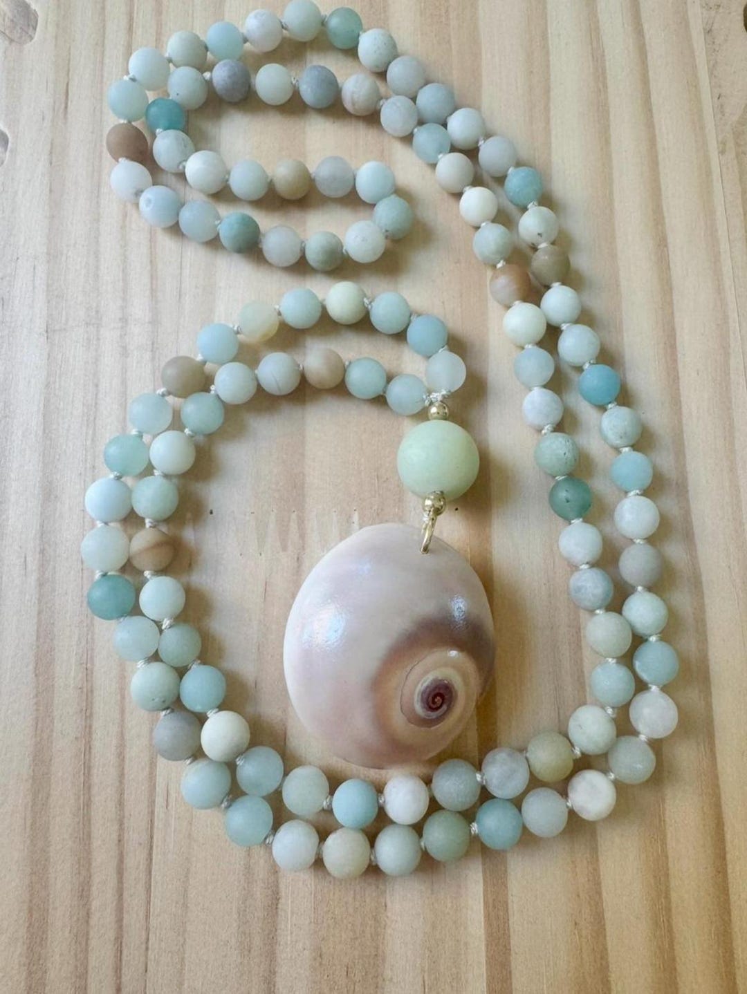 Good Luck Mala Necklace - AMAZONITE + Shark Eye Shell - Etsy