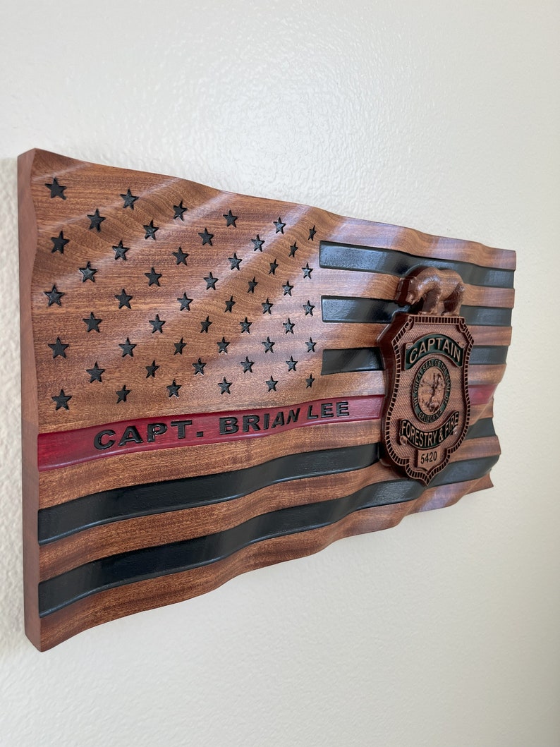 CA State Forestry and Fire Wavy Flag, Cal Fire Wood Badge, Thin Red ...