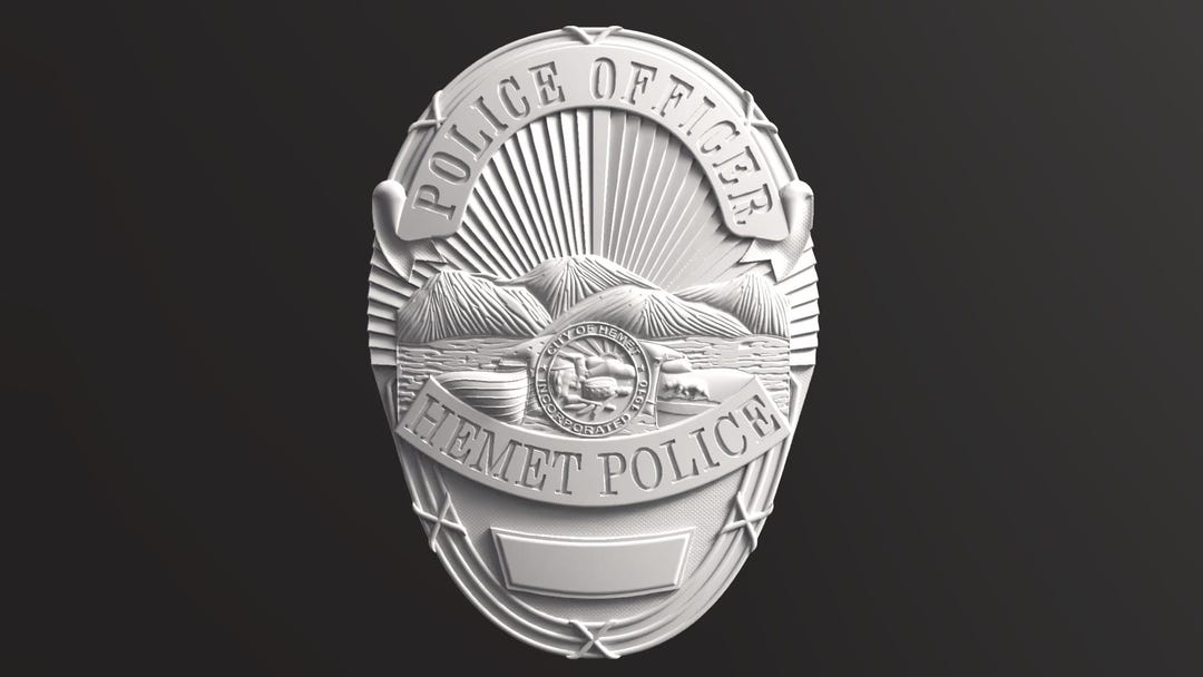 Hemet Police Department Badge STL, Digital 3D Model, Tested CNC Model ...