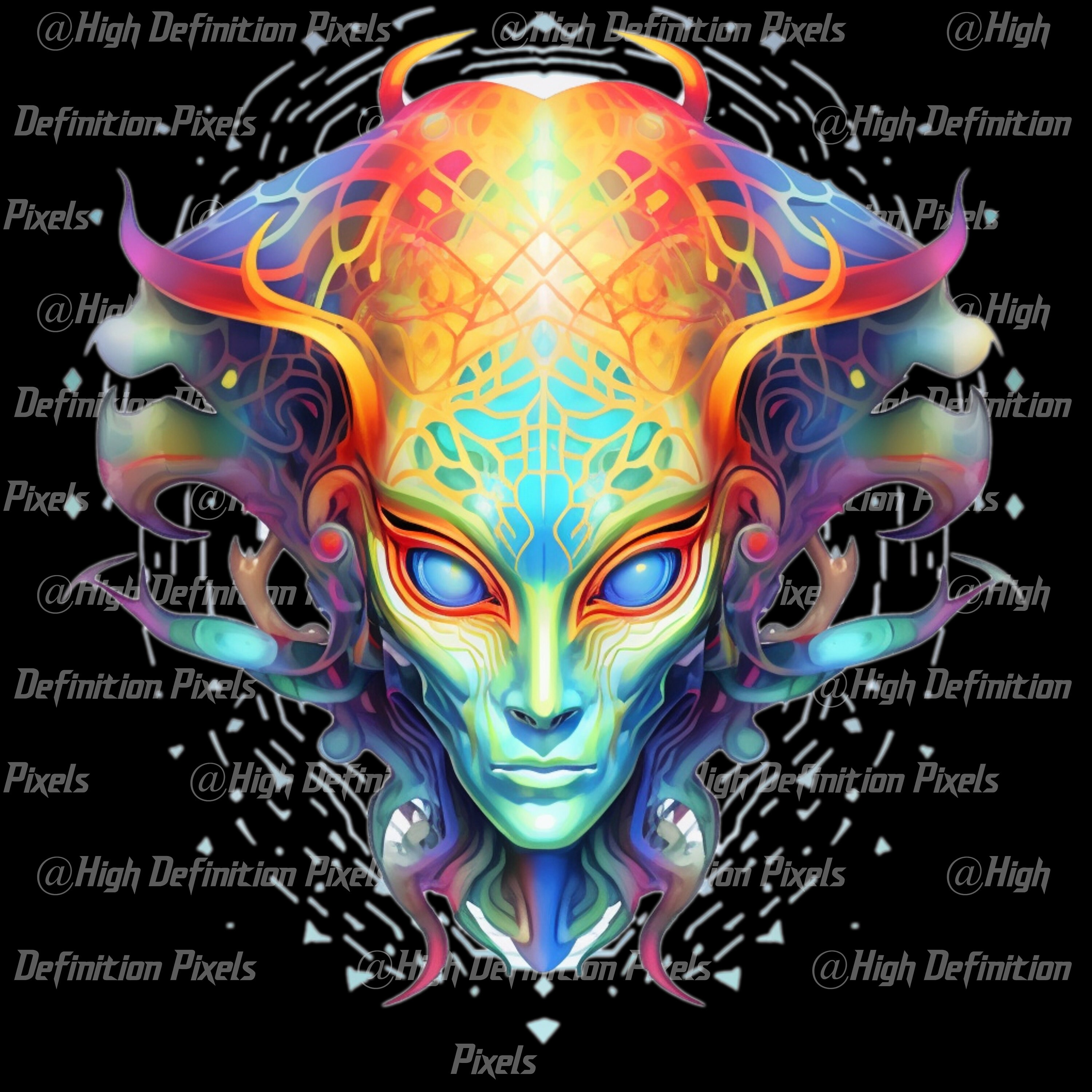 Abstract Sci Fi Alien Heads 4-pack Clipart W/ Transparent Background ...