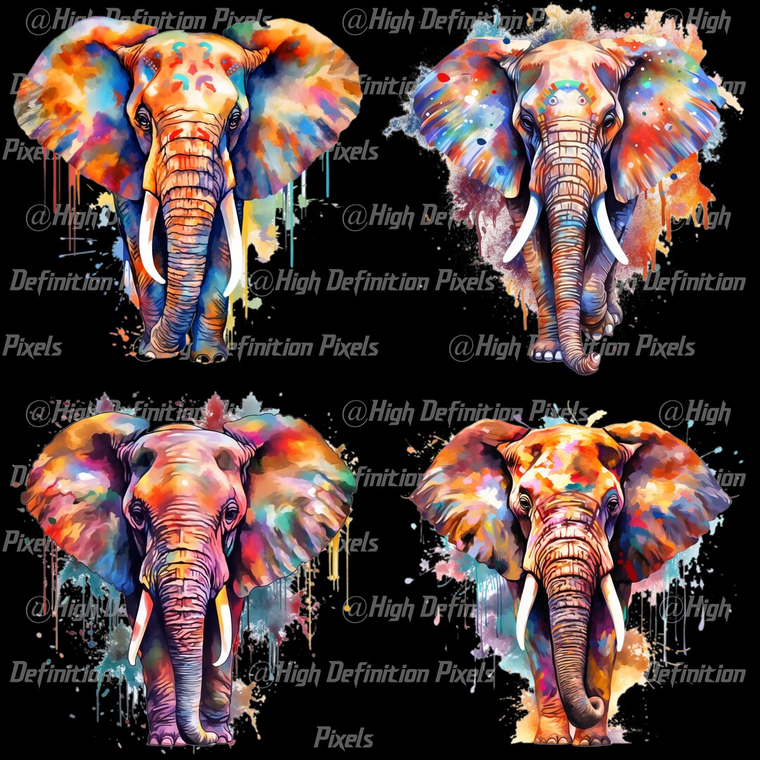 Abstract Elephants 4-pack Clipart W/ Transparent Background || High ...