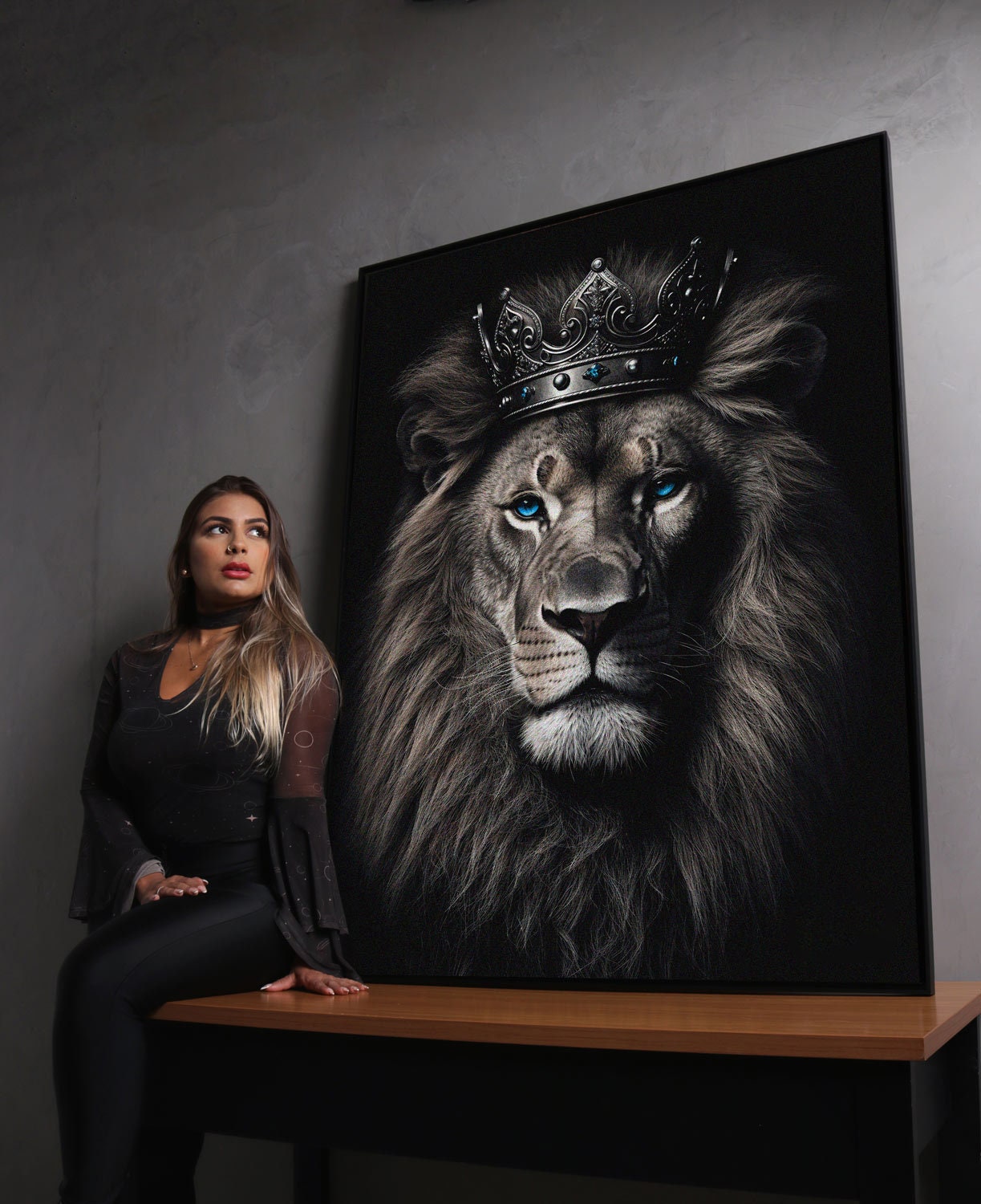 Lion King With Crown Art Modern Lion Wall Art Lion Black & White Art on ...