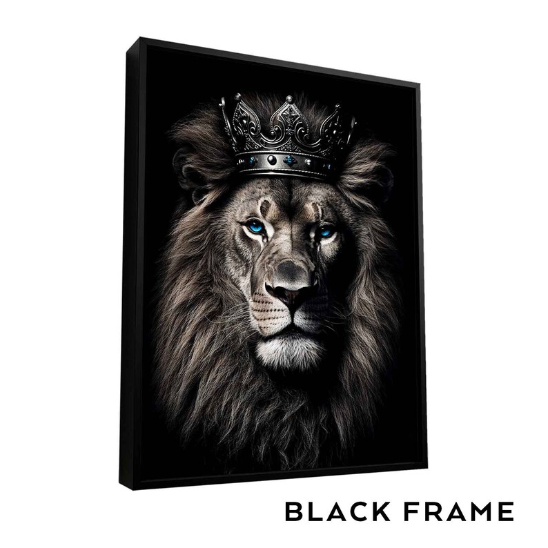 Lion King With Crown Art Modern Lion Wall Art Lion Black & White Art on ...