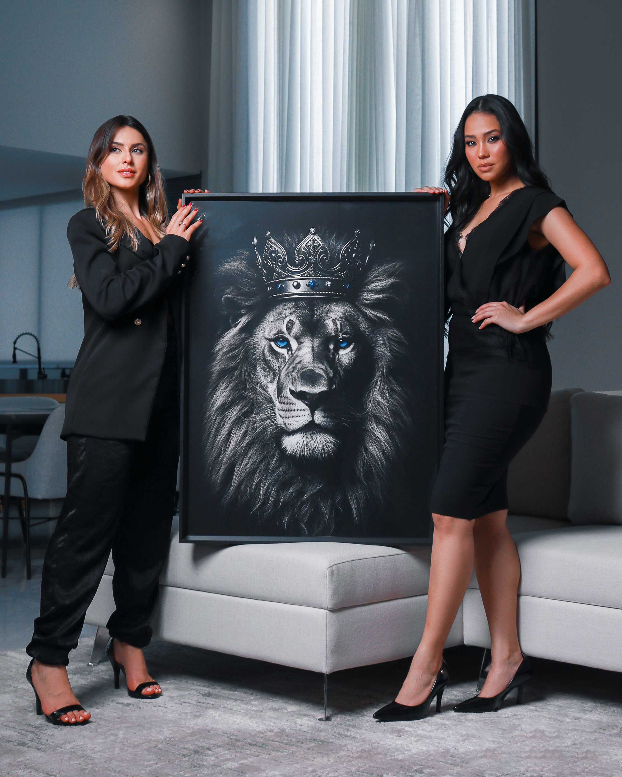 Lion King With Crown Art Modern Lion Wall Art Lion Black & White Art on ...