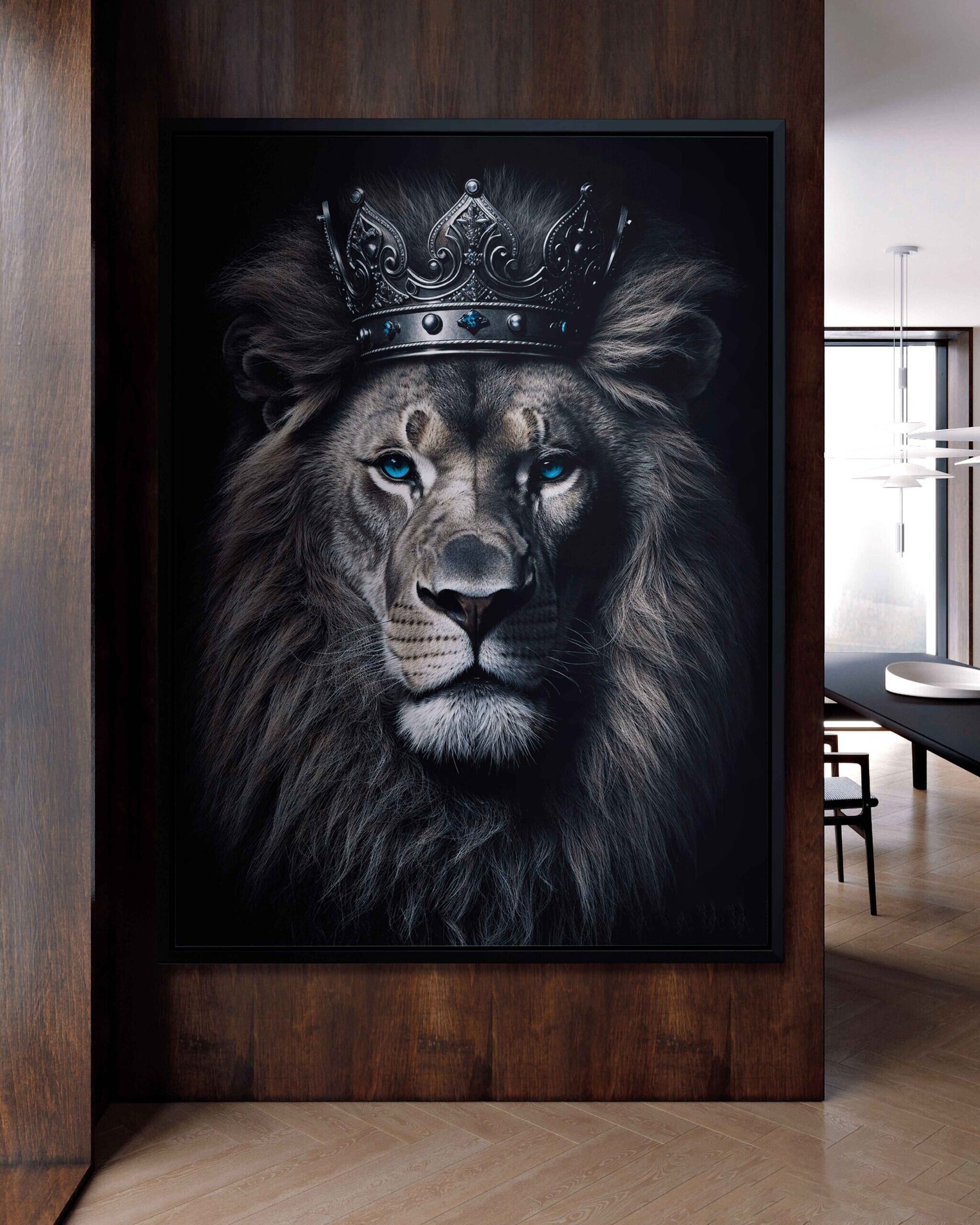 Lion King With Crown Art Modern Lion Wall Art Lion Black & White Art on ...