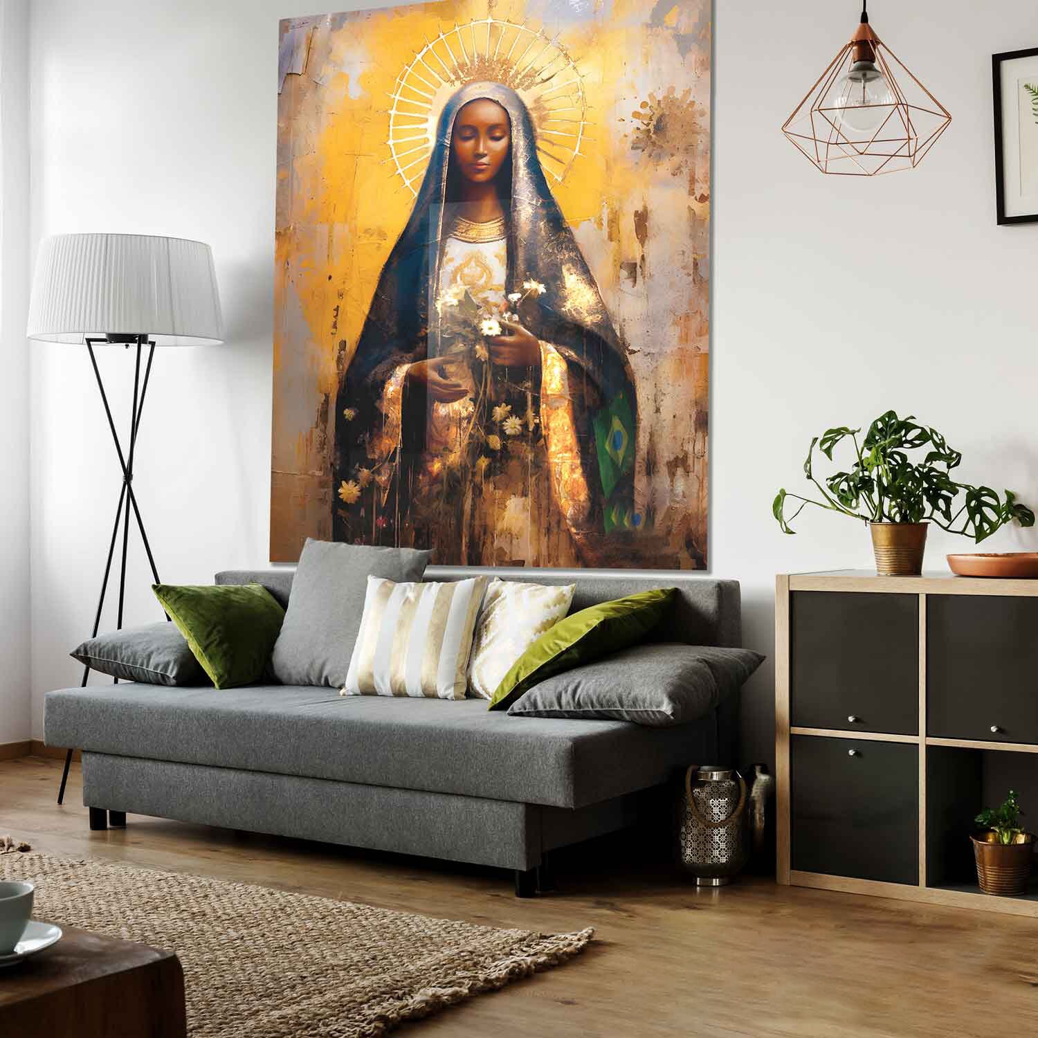 Our Lady of Aparecida Religious Wall Art Abstract Watercolor Painting ...