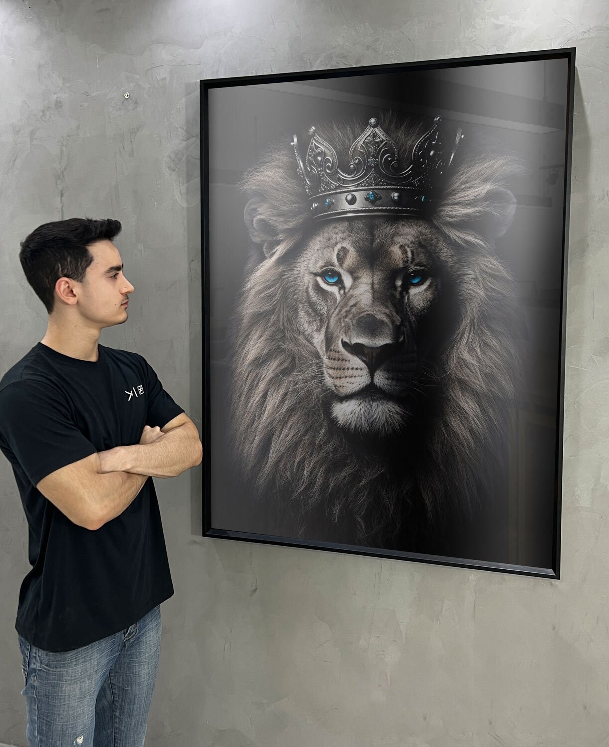 Lion King With Crown Art Modern Lion Wall Art Lion Black & White Art on ...