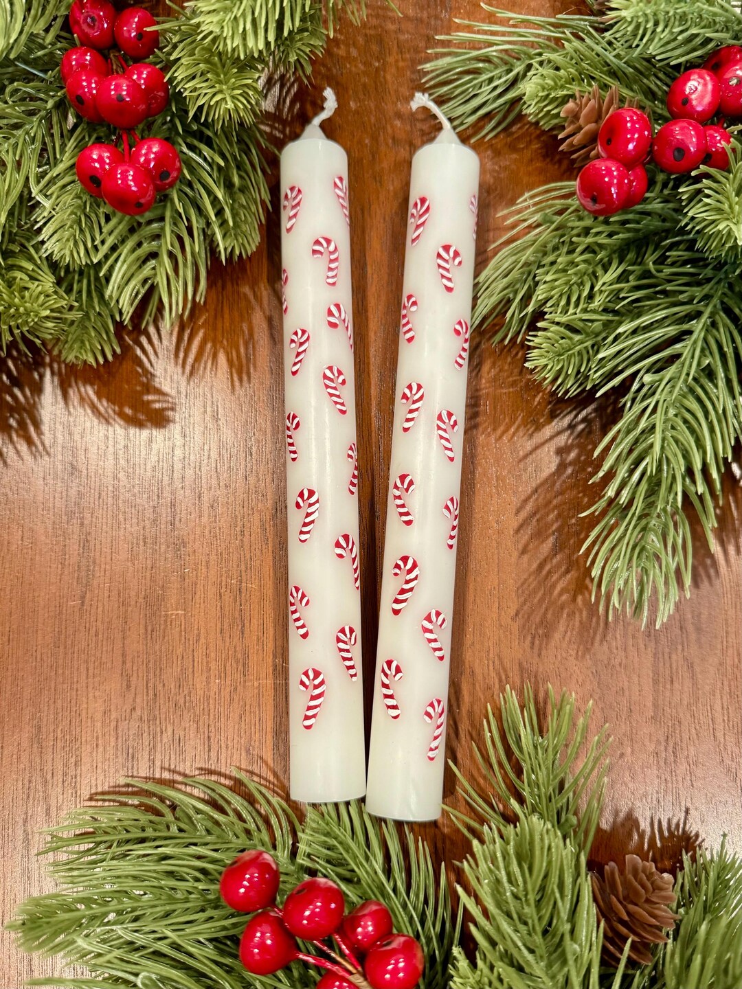 Candy Cane Taper Candles - Etsy