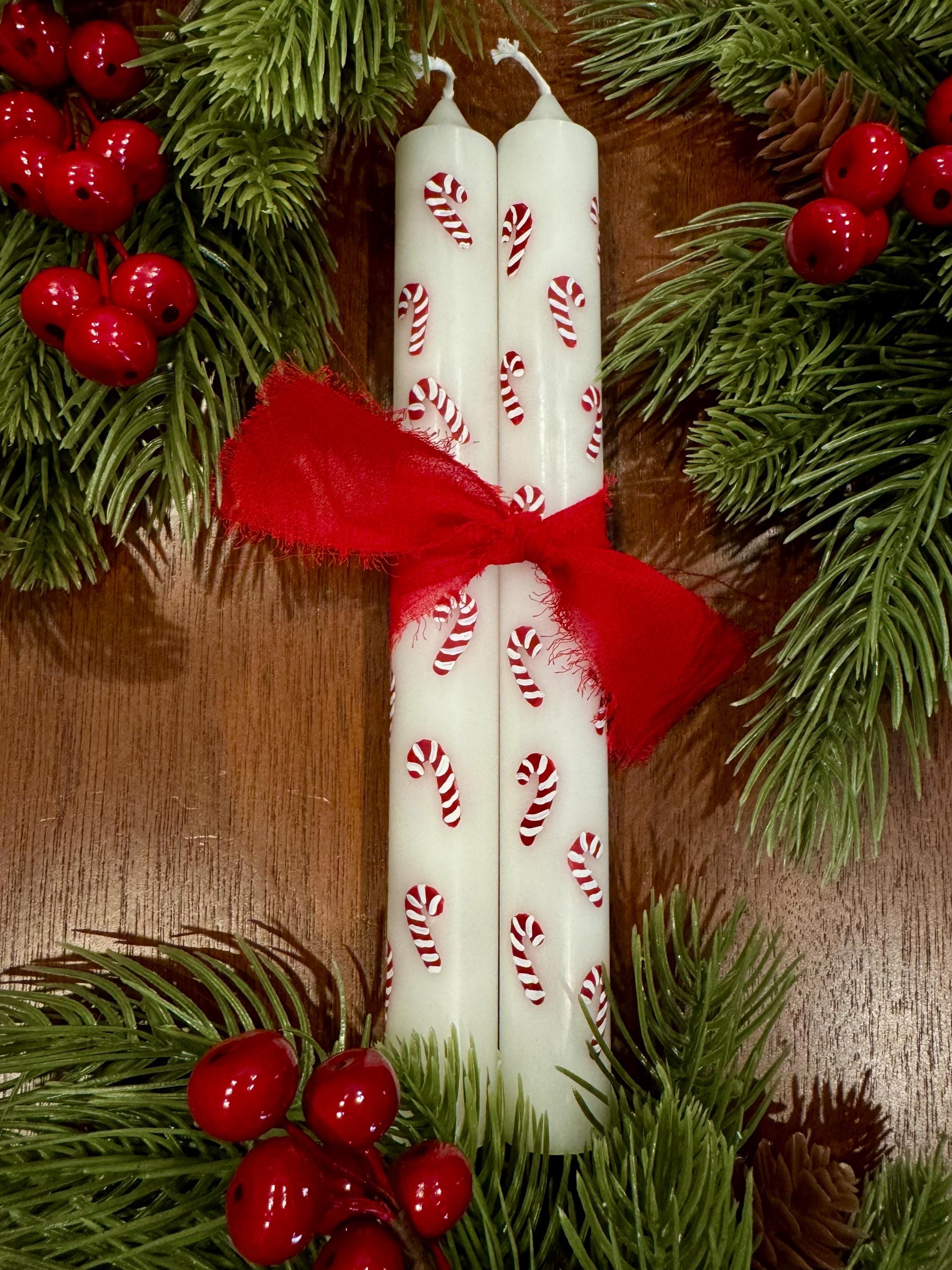 Candy Cane Taper Candles - Etsy