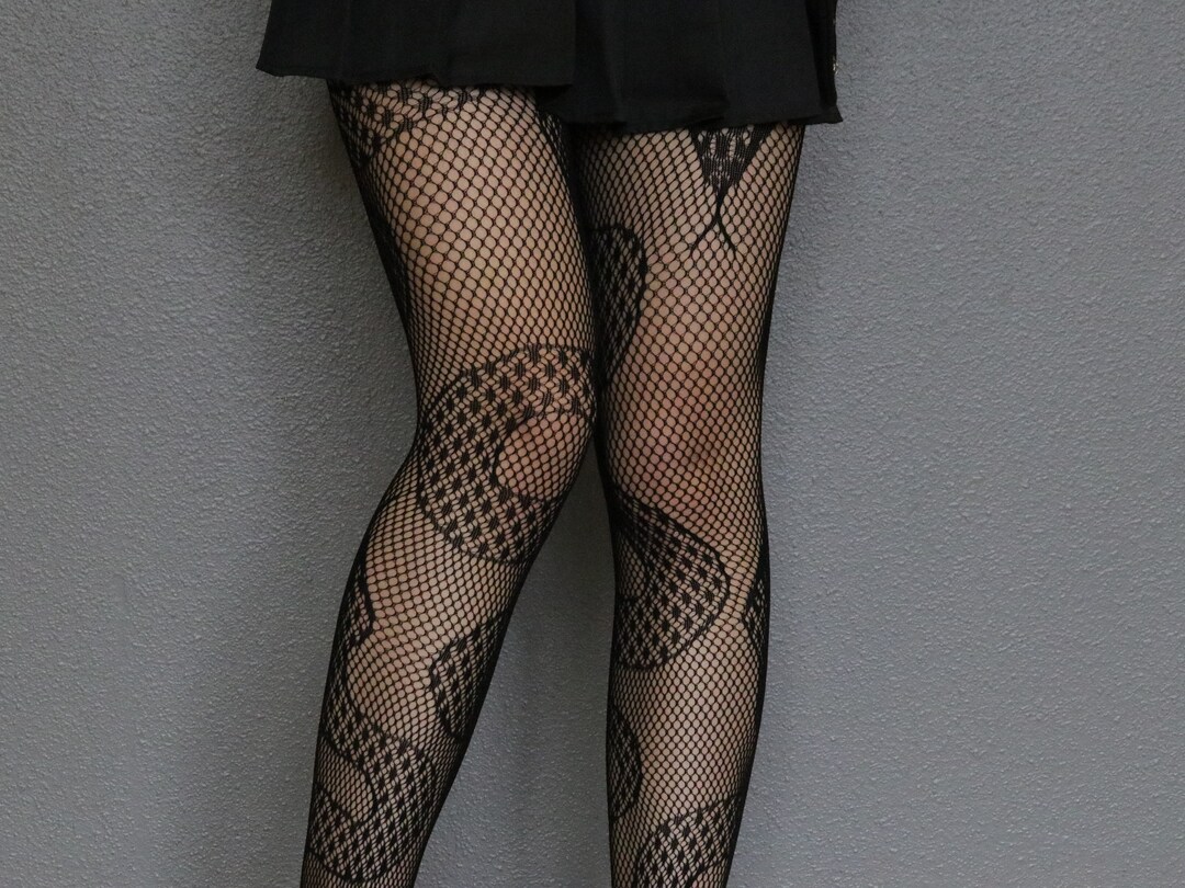 Snake Patterned Black Fishnets Gothic Emo Fishnet Stockings black ...