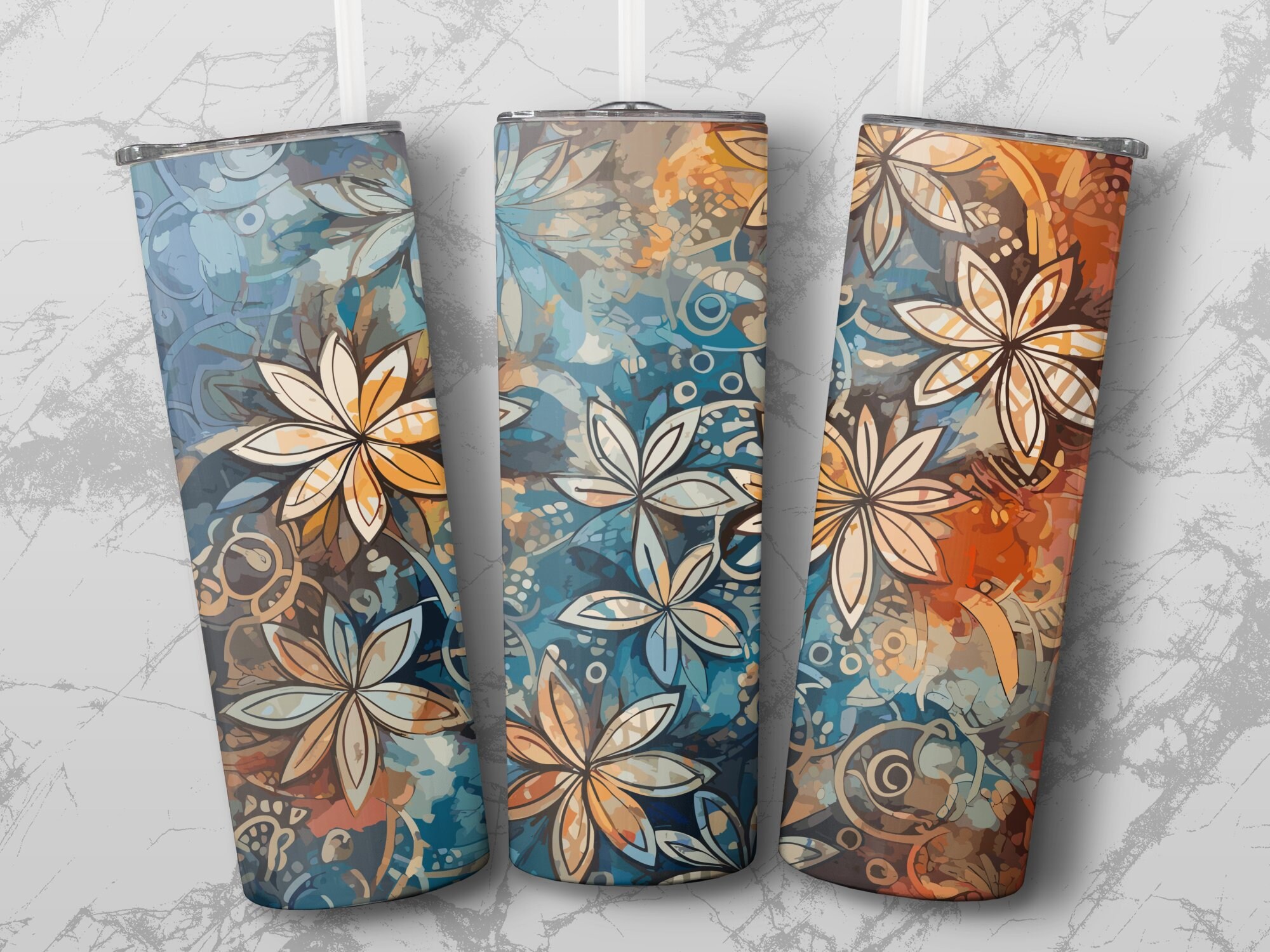 20 Oz Skinny Tumbler Design Batik Flowers Design Sublimation - Etsy